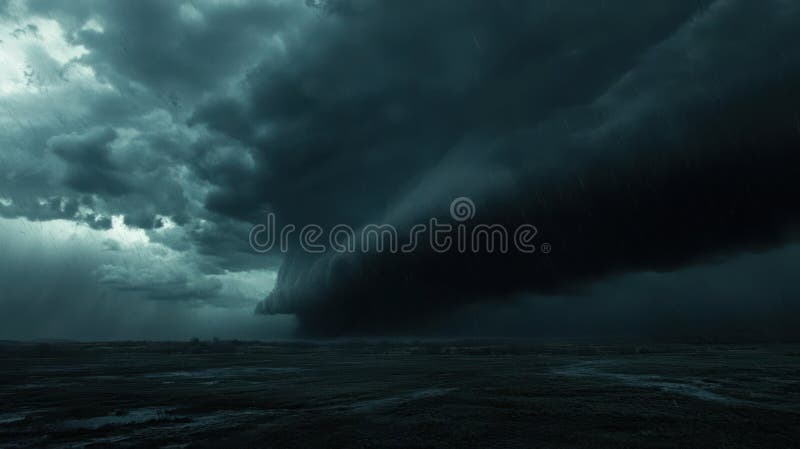 Powerful Supercell Thunderstorm with Descending Tornado Stock ...
