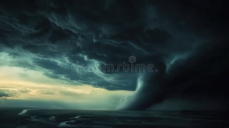 Powerful Supercell Thunderstorm with Descending Tornado Stock ...