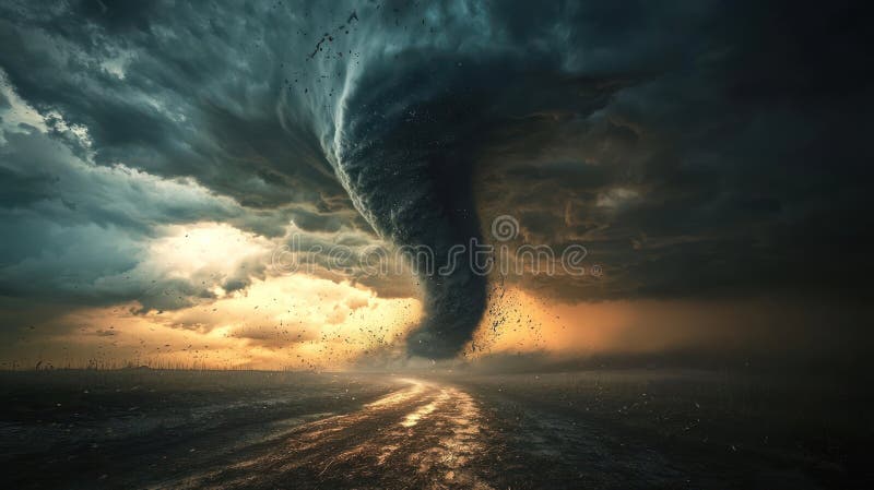 Powerful Supercell Thunderstorm with Descending Tornado Stock ...