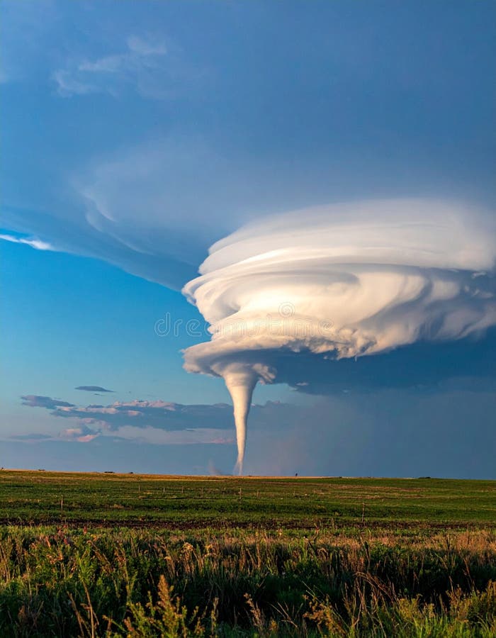 Powerful Supercell Tornado in an Open Field Stock Illustration - Illustration of force, storm ...