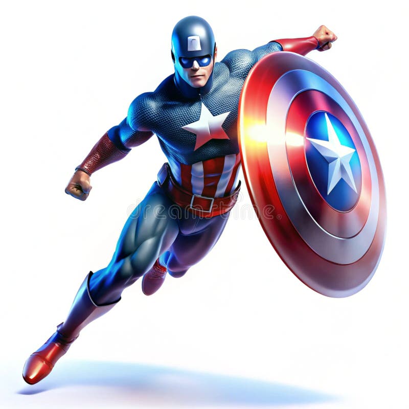 Floating Glowing Superhero with Rotating Shield Stock Illustration ...
