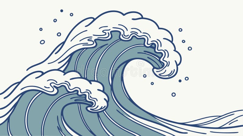 Powerful Surge: Dynamic Ocean Wave Breaking Illustration, Vector Design ...