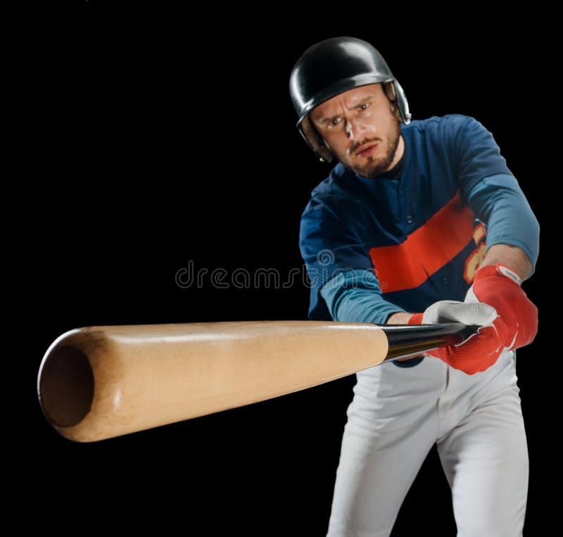 Powerful swing of a hitter stock image. Image of american - 140026843