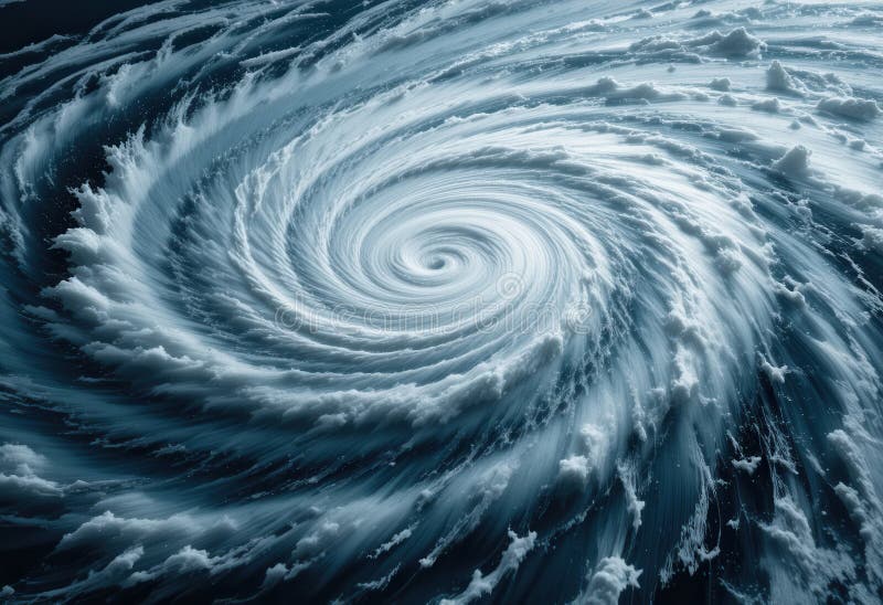 Powerful Swirling Formation of Clouds Over Ocean Water Stock ...