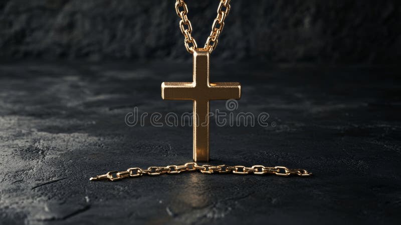 A Powerful Symbol of Freedom a Broken Cross with Golden Chain in a ...