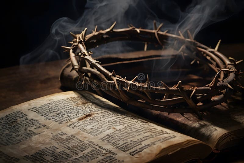 A Powerful and Symbolic Composition Depicting a Crown of Thorns Resting ...