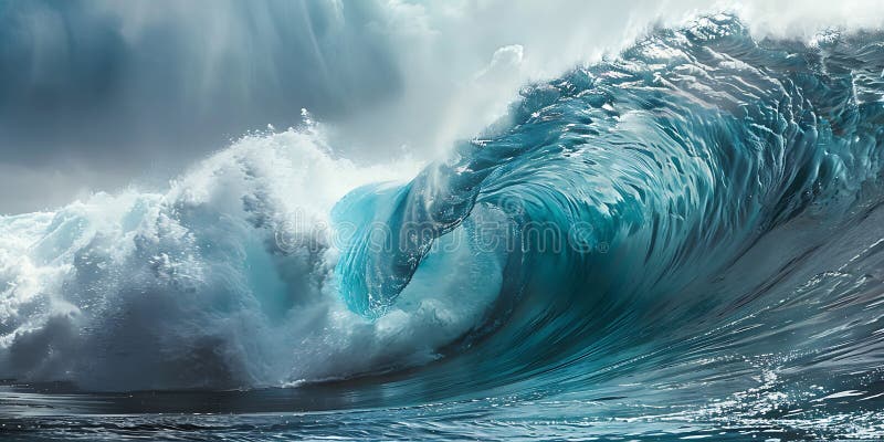A Powerful Ocean Wave, Famous for Surfing Stock Illustration ...