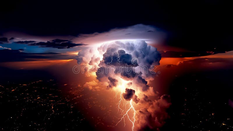 Powerful Thunderstorm Activity Stock Illustration - Illustration of ...