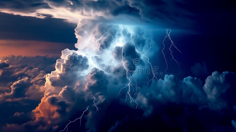 Powerful Thunderstorm Activity Stock Illustration - Illustration of ...
