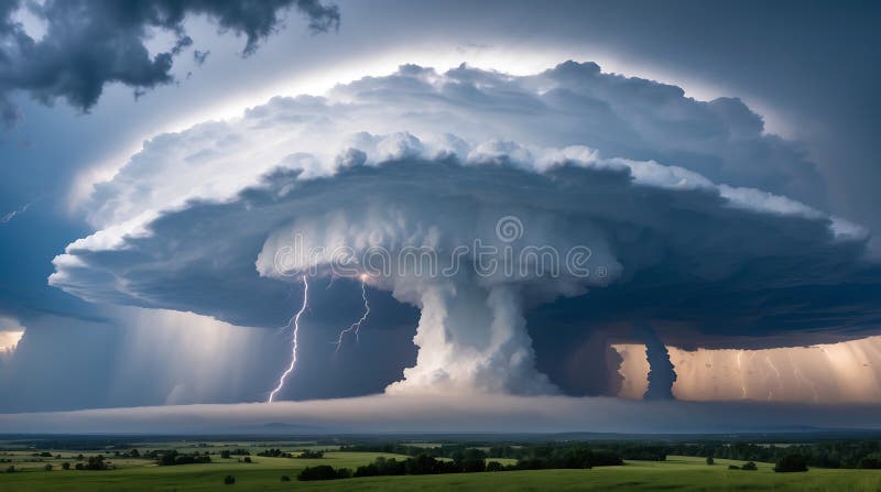 Thunderstorm Formation with Towering Clouds and Lightning Striking the ...