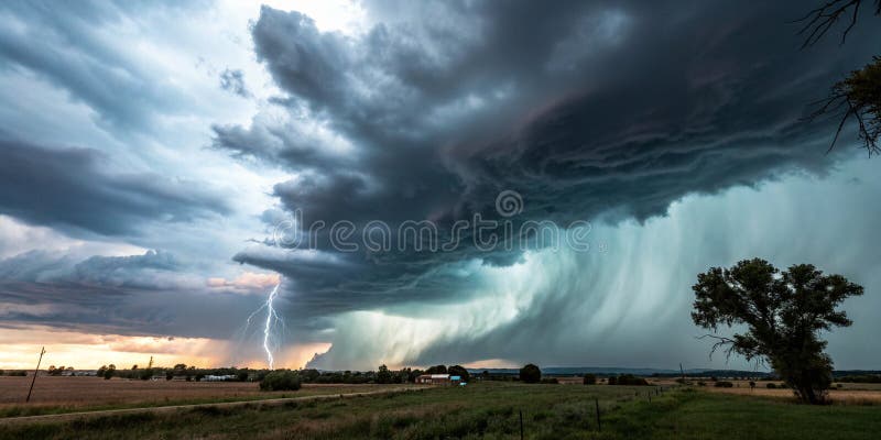 A Dramatic Thunderstorm Sky View Stock Illustration - Illustration of ...