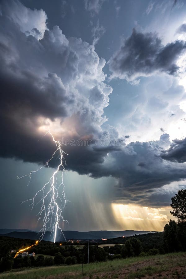 A Dramatic Thunderstorm Sky View Stock Illustration - Illustration of ...