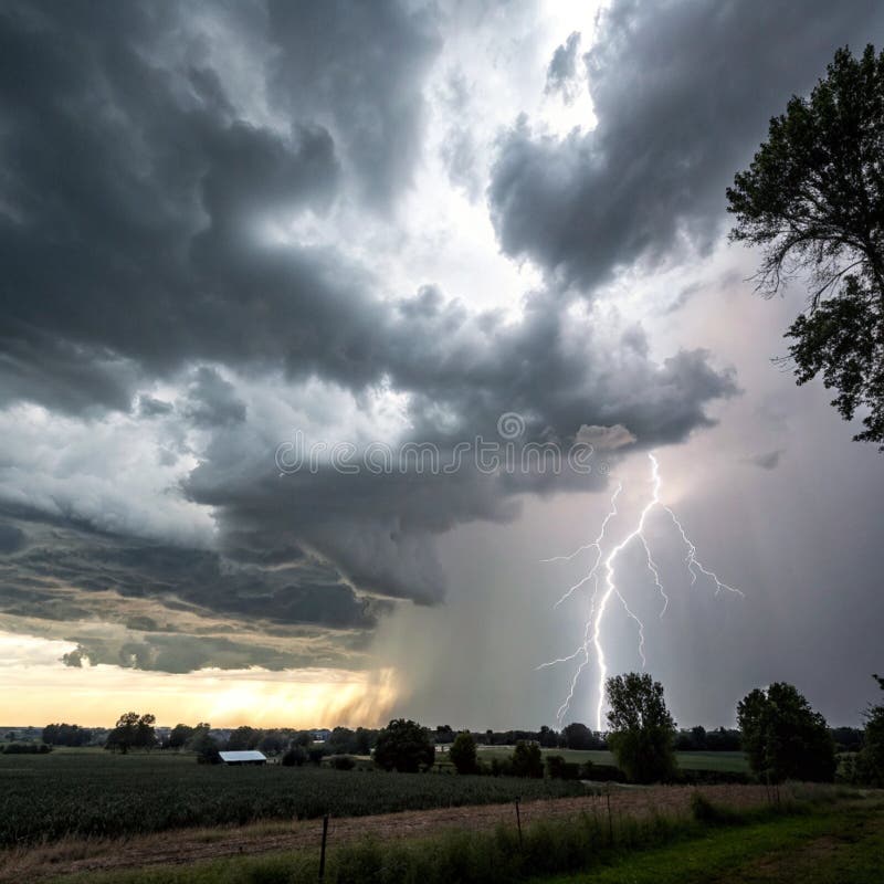A Dramatic Thunderstorm Sky View Stock Illustration - Illustration of ...