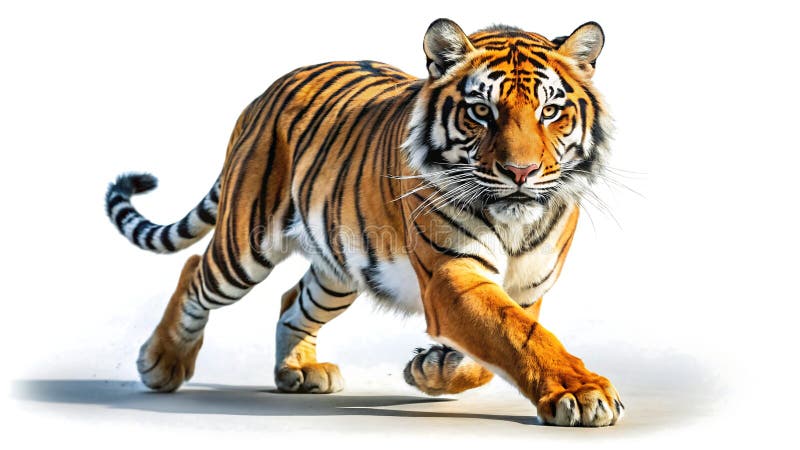 Tiger in Action Against a White Background Stock Illustration ...