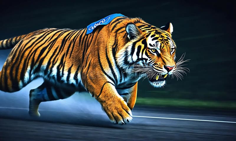 Powerful tiger in motion stock footage. Video of conservation - 375494244