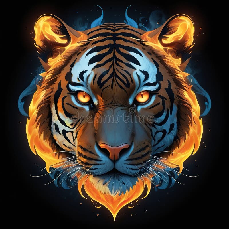 Majestic Tiger Emerging from Flames and Smoke, a Stunning Portrait ...