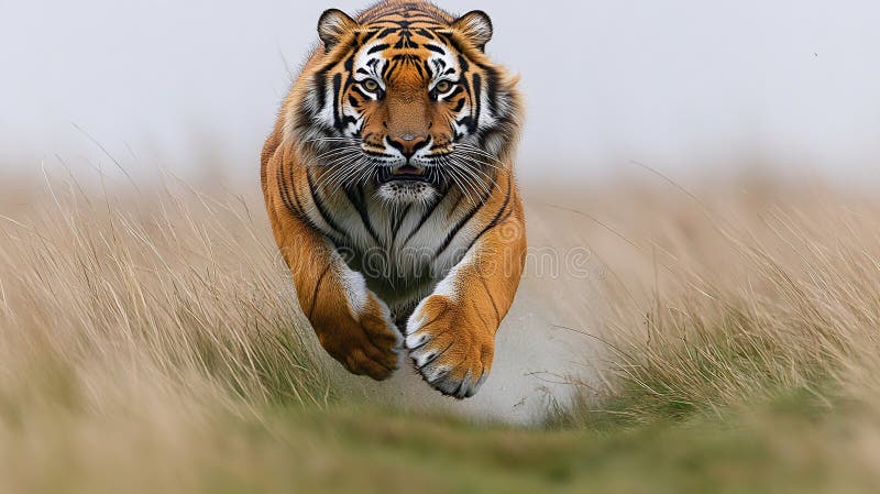 Powerful Tiger in a Running Pose Stock Illustration - Illustration of ...