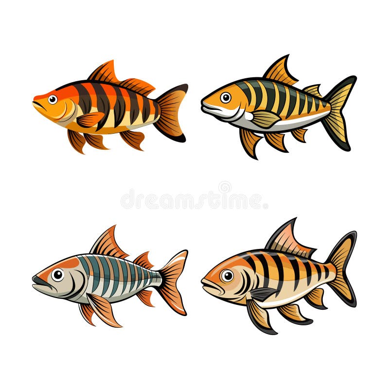 Powerful Tigerfish Illustration with Realistic Features Stock Vector ...