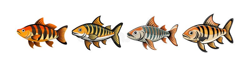 Powerful Tigerfish Illustration with Realistic Features Stock Vector ...