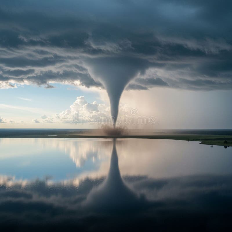 A Powerful Tornado Extends from Dark Storm Clouds To the Ground ...
