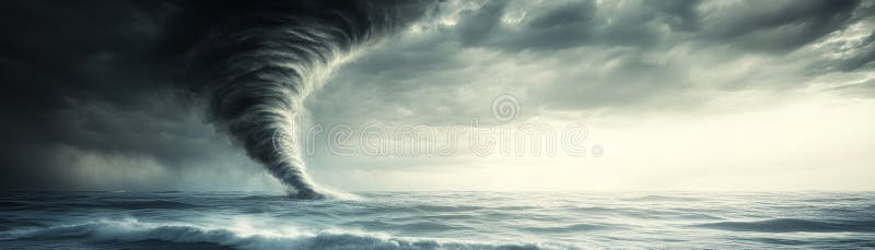 A Powerful Tornado Forms Over the Ocean, Creating Dramatic Waves and ...