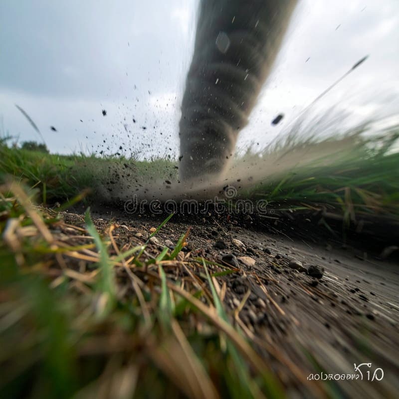 Powerful Tornado Funnel Cloud at Ground Level Stock Illustration ...