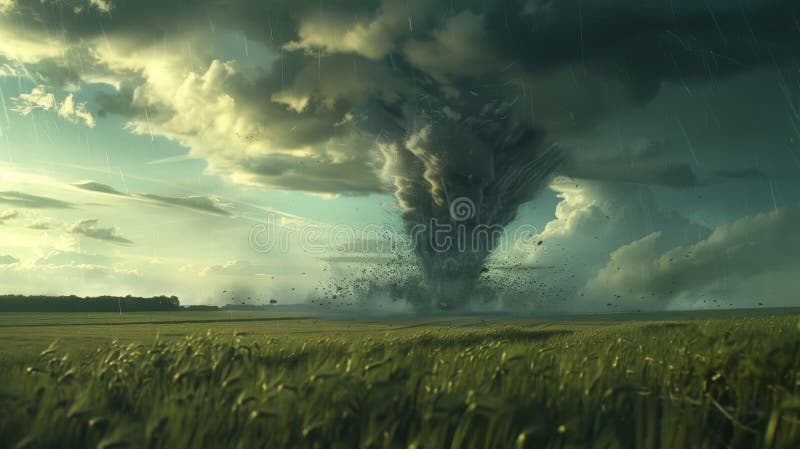 A Powerful Tornado is Raging in the Field. the Unbridled Power of ...