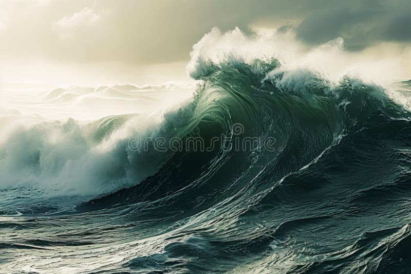 A Powerful and Towering Wave Breaks in the Middle of the Expansive ...