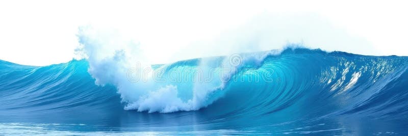 Powerful, Translucent Blue Wave Crashing, Isolated on White , Powerful ...