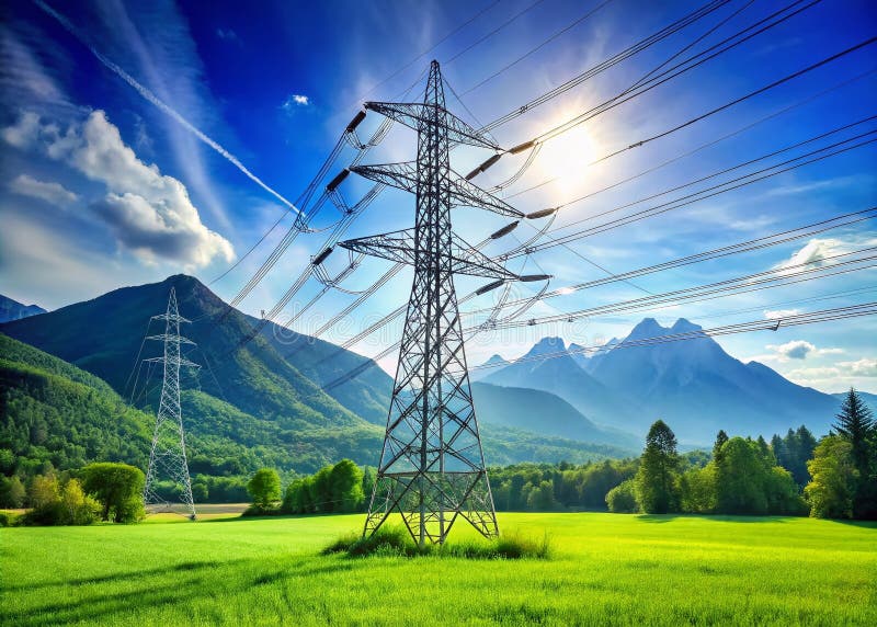 Powerful Transmission Infrastructure a Stunning View of a HighVoltage ...