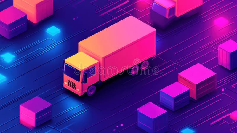 Powerful Truck Against a Striking Pink and Blue Background, Visual ...