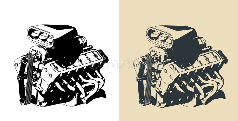 Drawings of a Powerful Turbojet Engine Stock Vector - Illustration of ...