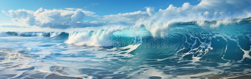 Powerful Turquoise Blue Wave in the Ocean on a Bright Sunny Day Stock ...