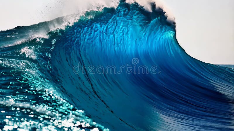 Powerful Turquoise Ocean Wave Cresting with White Spray Under Sunlight ...