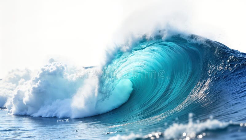 Powerful Turquoise Wave Crashes in Ocean. Water Motion, Power Visible ...