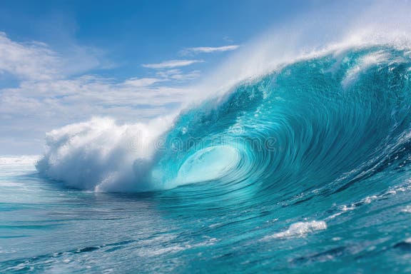 Ocean Wave: Turquoise Barrel Stock Illustration - Illustration of ...