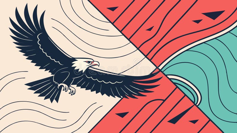 Striking Illustration Featuring Two Eagles Facing Off in a Dynamic ...