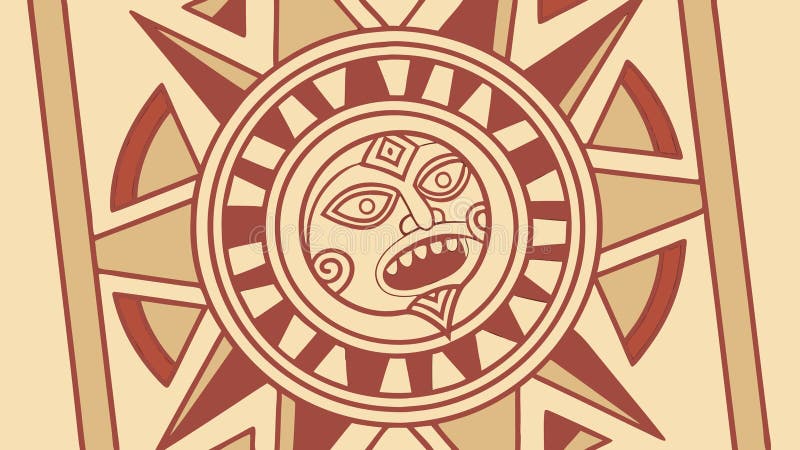 Aztec Sun God Mask, Ancient Mesoamerican Deity Symbol, Vector Design ...