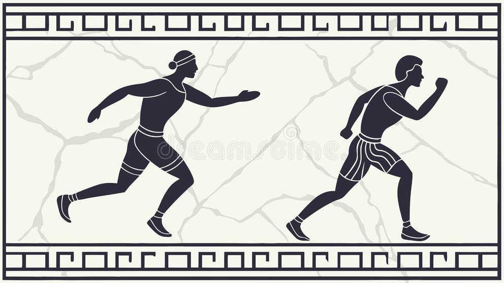 Dynamic Greek Runner in Motion with Classical Geometric Patterns ...