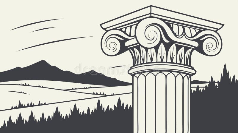 Majestic Classical Column in Mountain Landscape, Ancient Grandeur ...