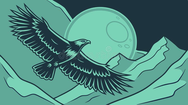 Majestic Eagle Soaring Under Full Moon, Wilderness Vector Art, Vector ...