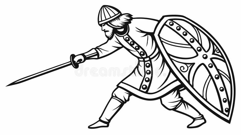 Medieval Knight with Sword and Shield, Warrior Strength, Vector Design ...