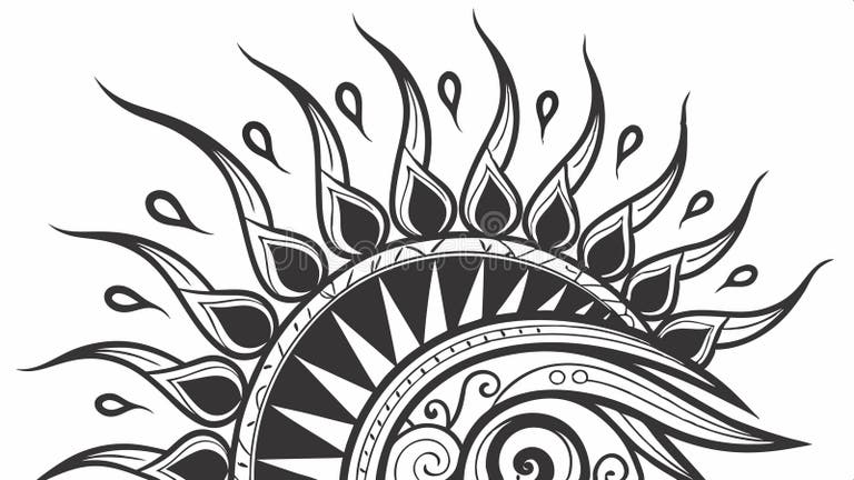 Stylized Sun Face Radiating Rays Abstract Vector Solar Art Element ...