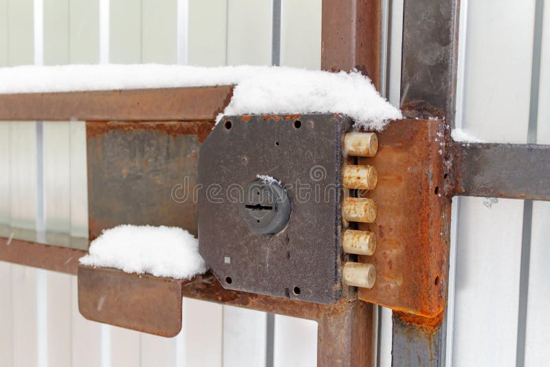 Vintage Lever from an Old Metallic House Gate Stock Photo - Image of ...
