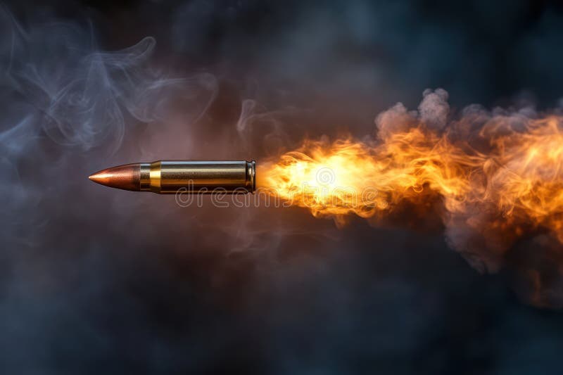 Bullet Flying Mid-air with Trail of Fire Stock Illustration ...