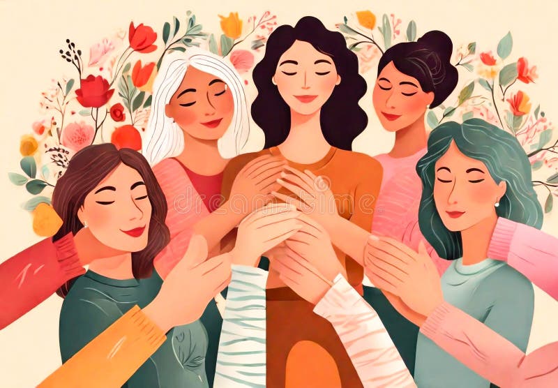 Showcasing a Circle or Cluster of Diverse Women S Hands Joined Together ...