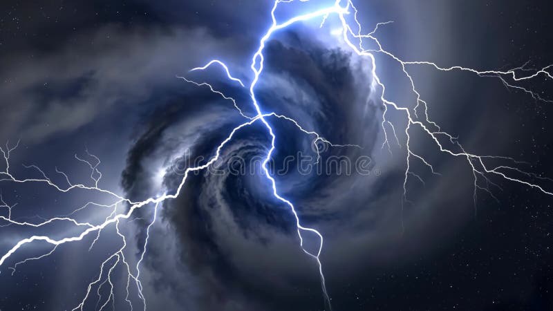 Dramatic Stormy Sky with Swirling Clouds and Lightning Strikes Stock ...