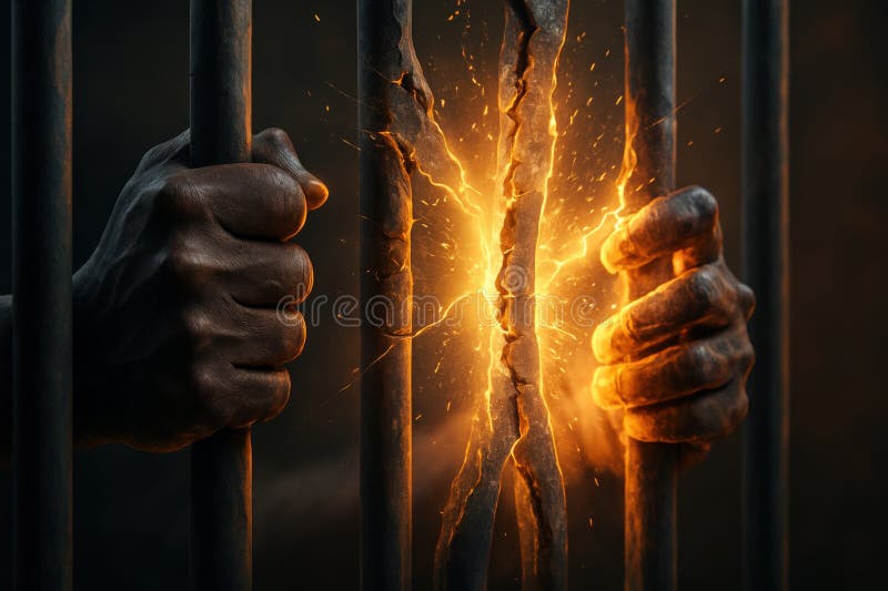 A Powerful Visual of Freedom and Struggle: Hands Grasping Broken Prison ...