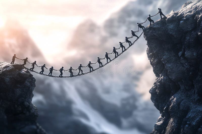A Powerful Visual of a Human Chain Stretching Across a Chasm ...