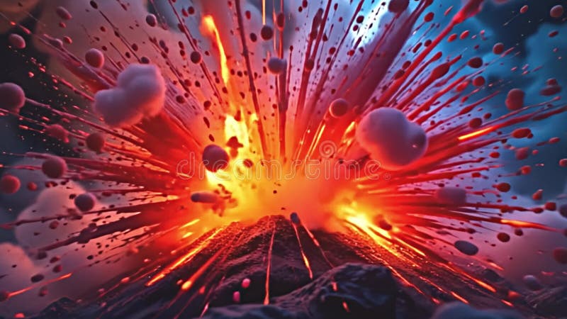 A Powerful Visual Impact of an Eruption, Abstract Chaos of Vibrant ...